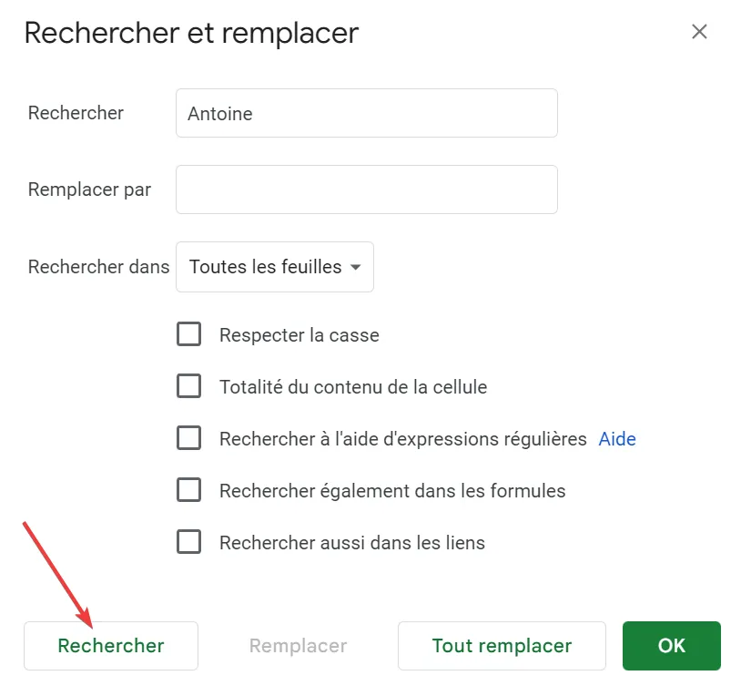 Comment faire une recherche dans Google Sheets